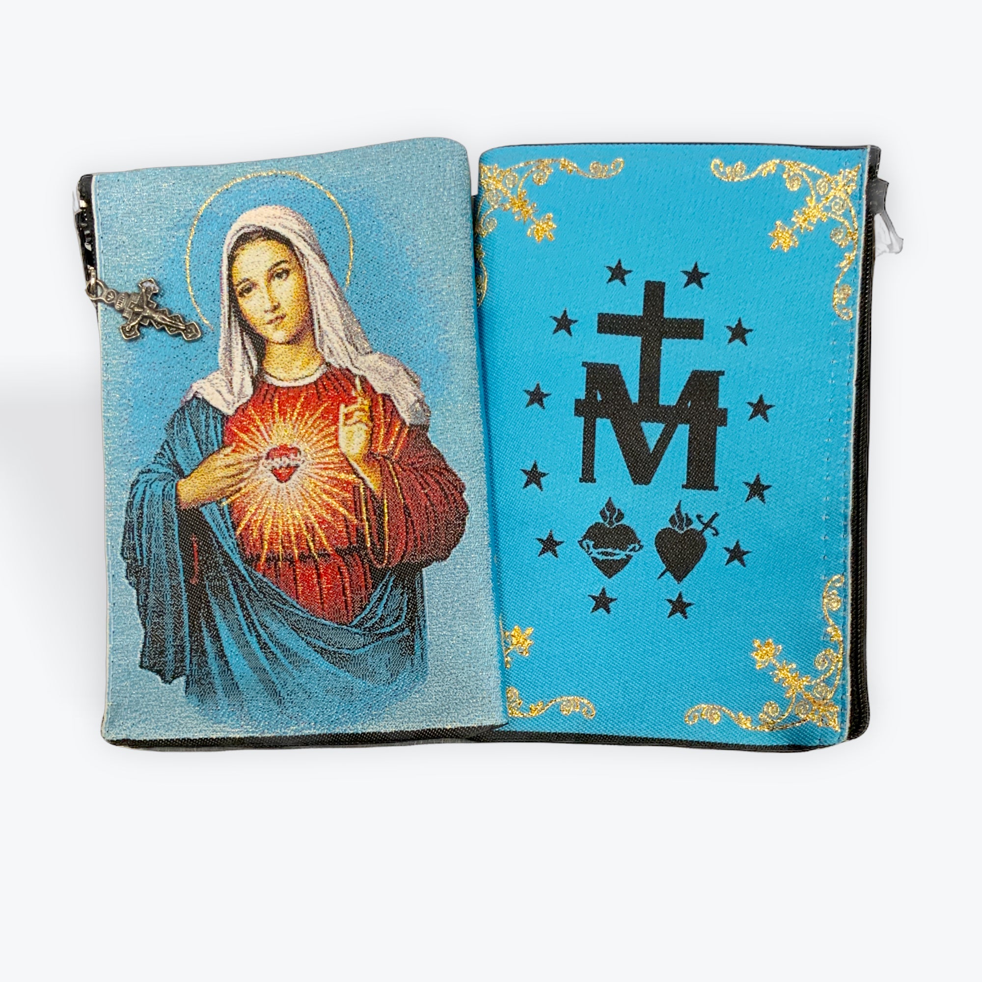 Virgin Mary Immaculate Heart & Miraculous Medal Symbol Rosary Bag | THE ...